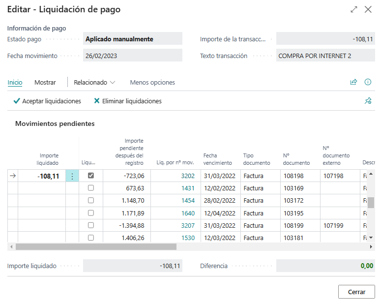 Conciliación bancaria posterior a registro de movimientos bancarios desde diario conciliación ...