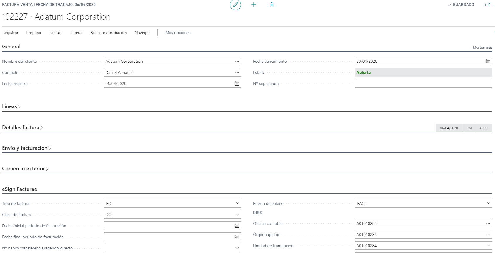 Creación de un documento Facturae desde una factura de venta - InnoQubit Docs